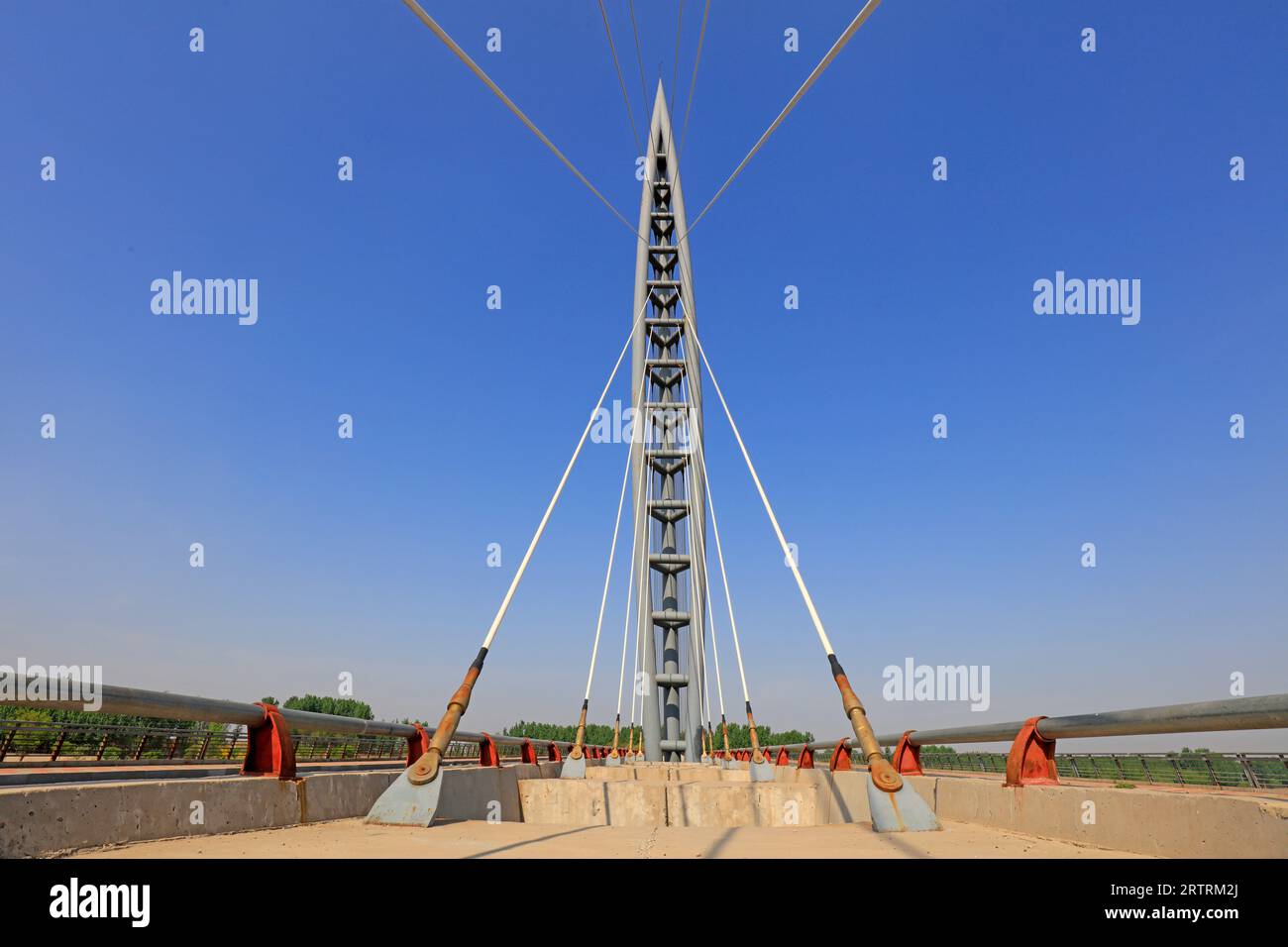 Construction landscape of steel beam cable-stayed cable Stock Photo - Alamy