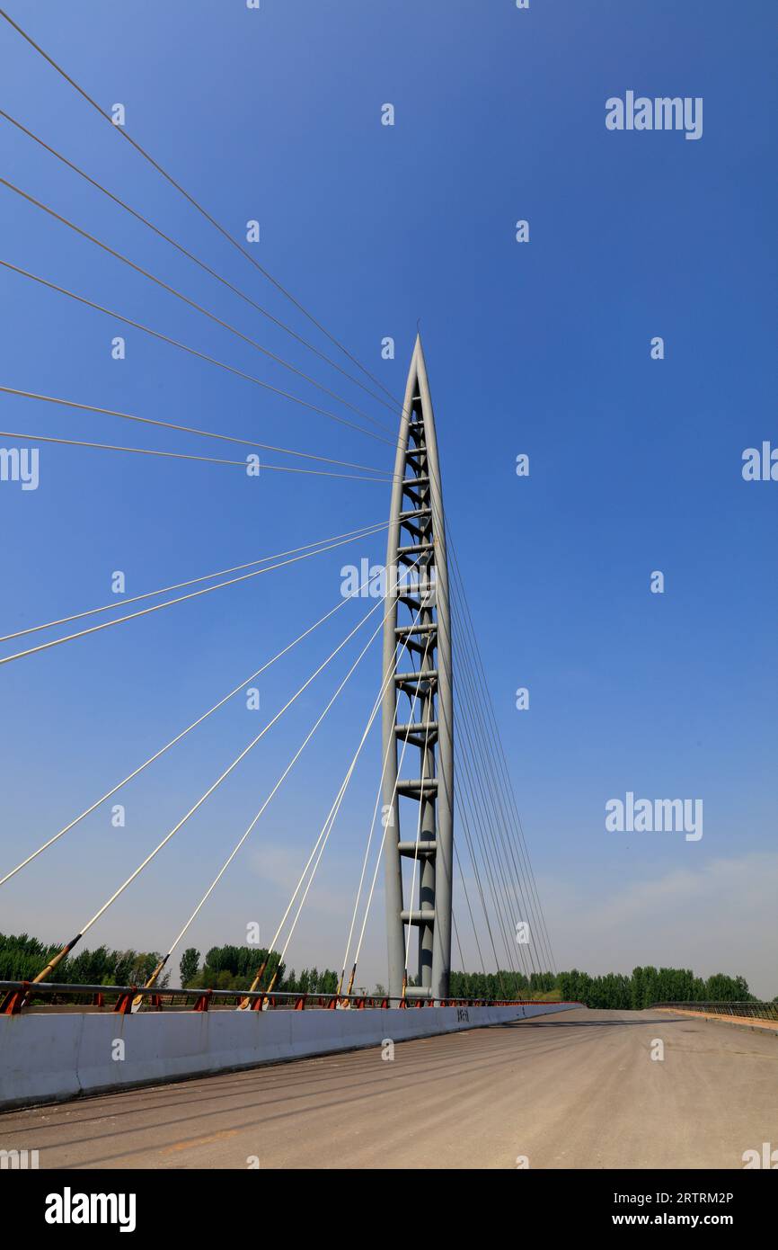 Construction landscape of steel beam cable-stayed cable Stock Photo - Alamy