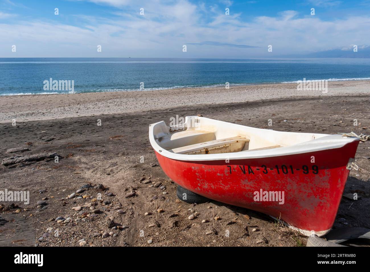 Red boat on Las Salinas de Cabo de Gata beach, Cabo de Gata-Nijar ... Red boat on Las Salinas de Cabo de Gata beach, Cabo de Gata-Nijar ...