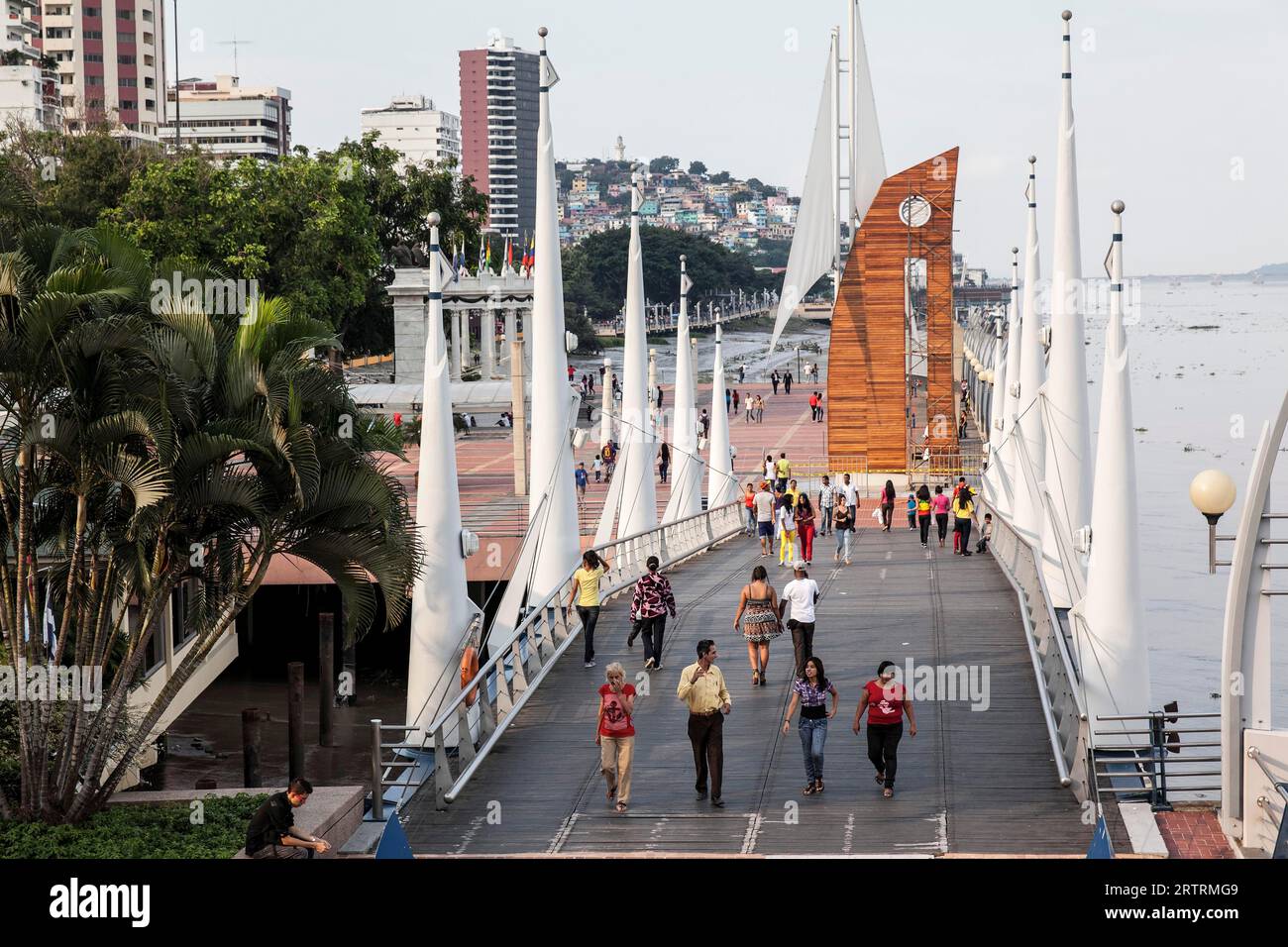 Harbour pier with walkers in Guayaquil, Ecuador Stock Photo - Alamy