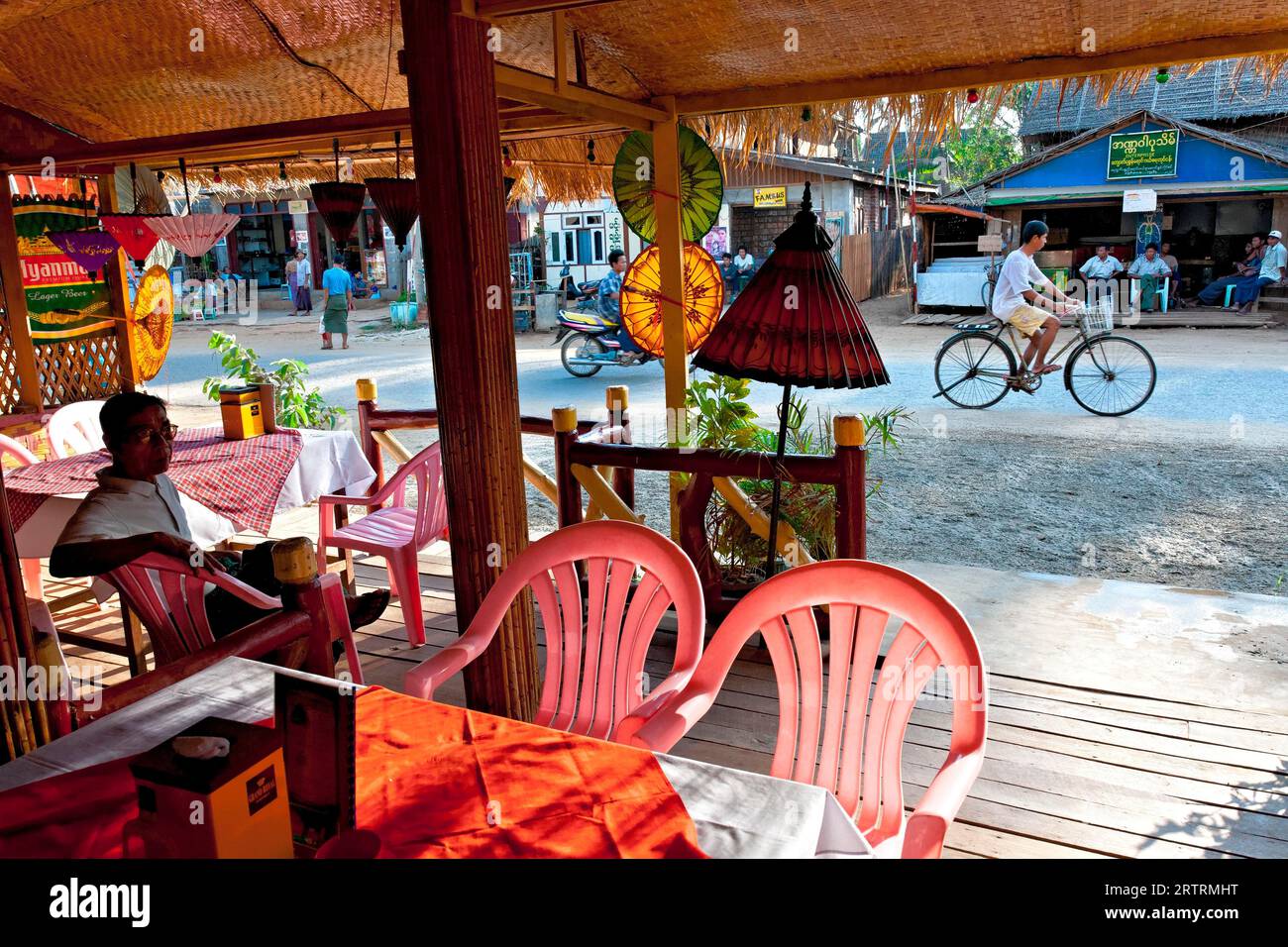 Traditional simple village restaurant, Ngwesaung, Myanmar Stock Photo ...