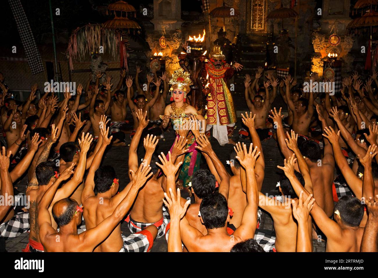 Waving hands during Kecak dance performance, Bali, Indonesia Stock ...