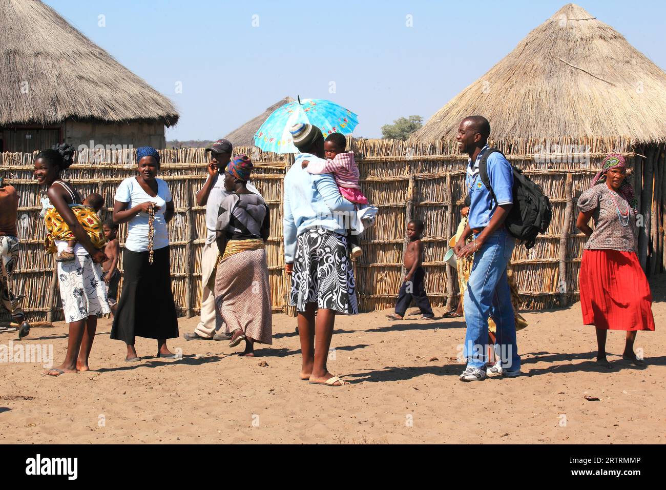Group of people at the African village, Botswana Stock Photo - Alamy