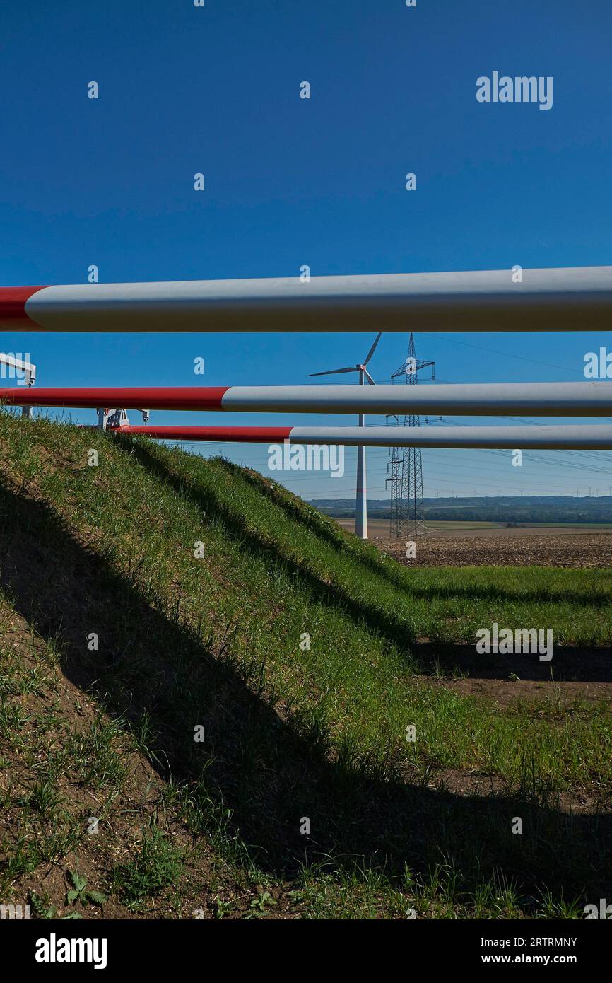 Wind turbines, under construction, latest generation, rotor blades ...