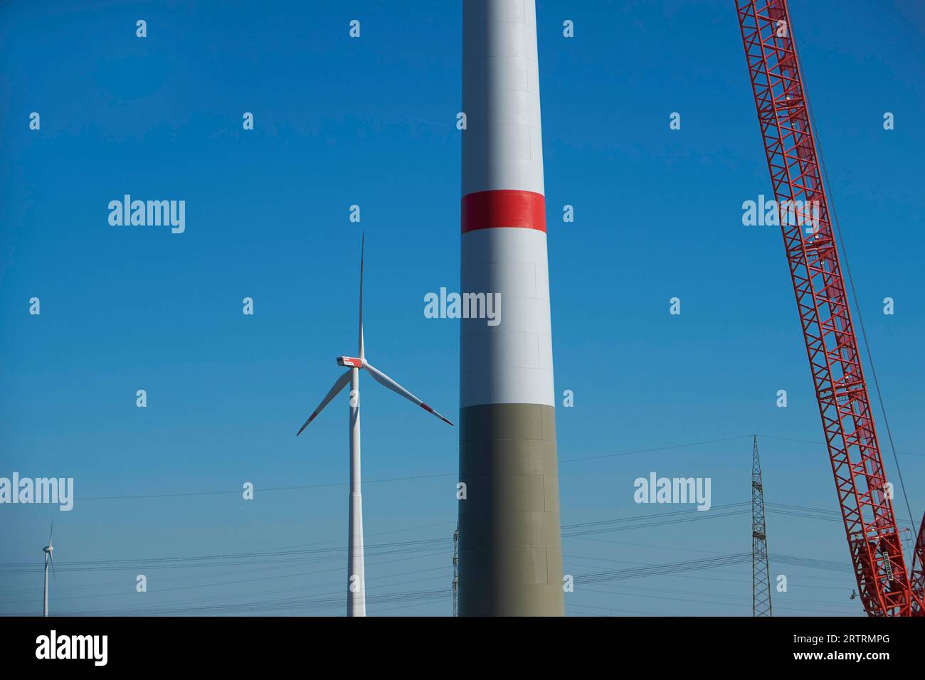 Wind turbines, under construction, latest generation, rotor blades ...