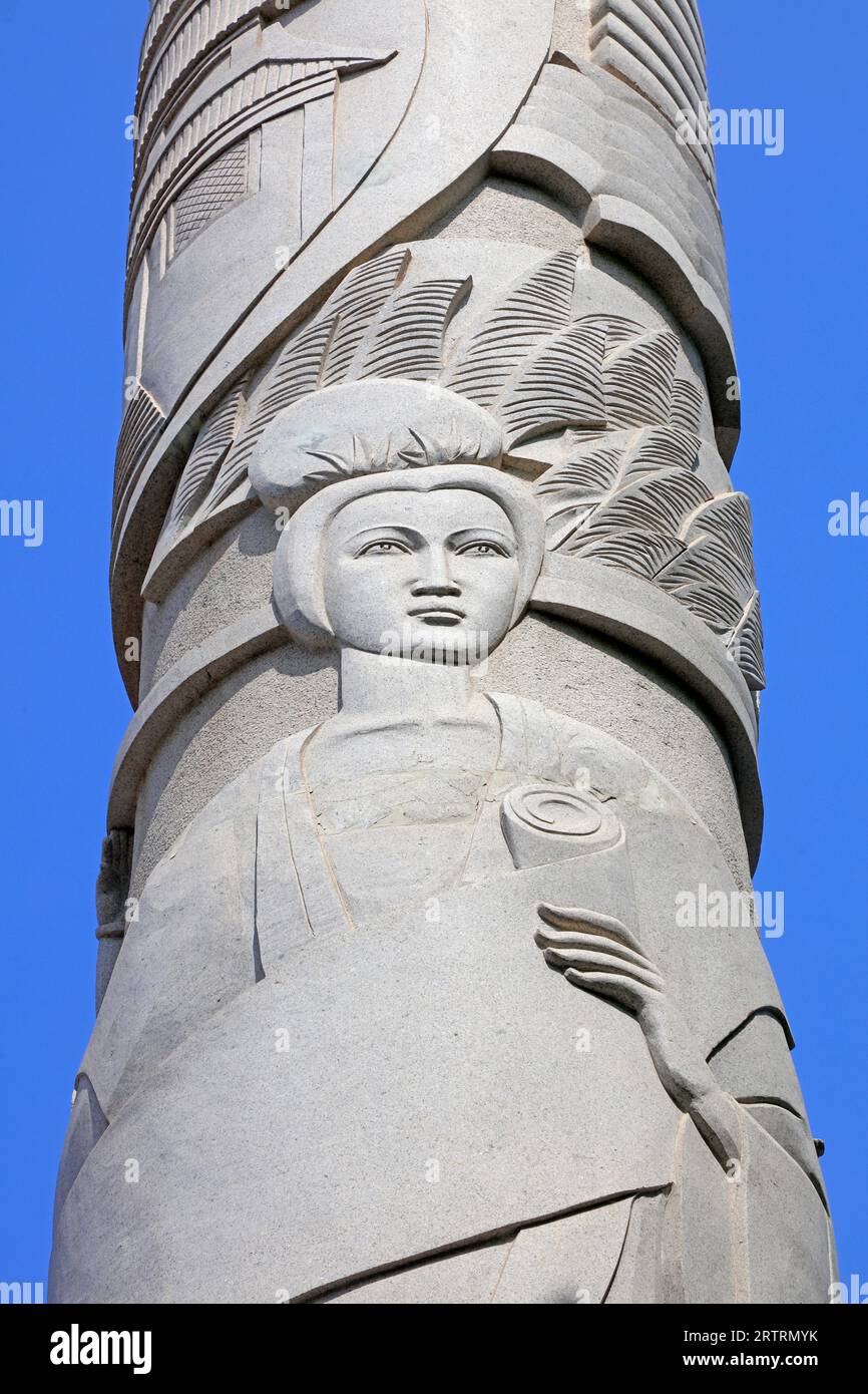 ancient Chinese characters carved on the totem pole Stock Photo - Alamy