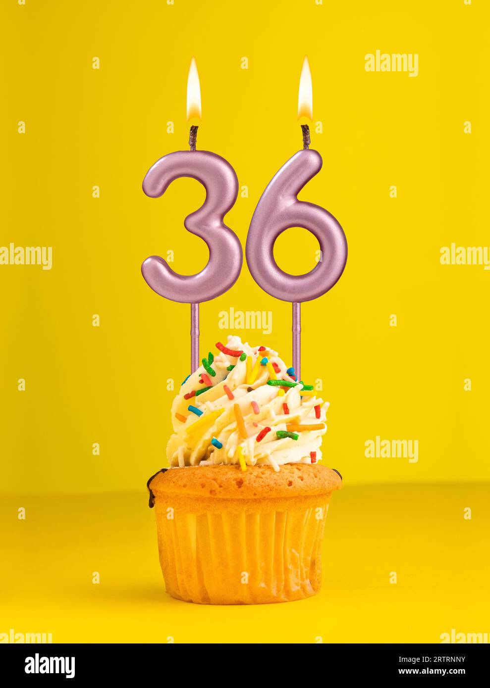 Number 36 candle - Birthday card design in yellow background Stock ...