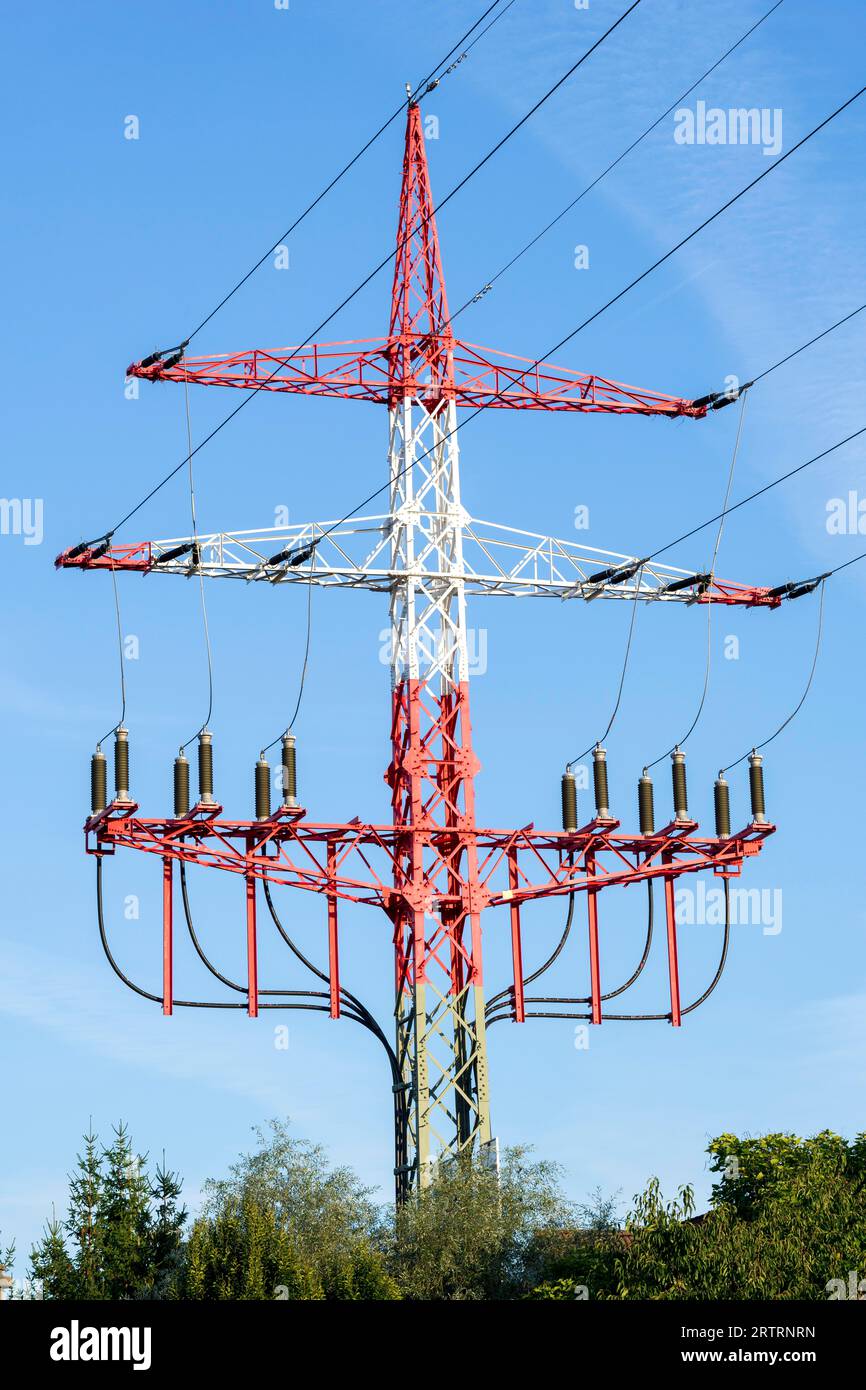 Red and white power lines hi-res stock photography and images - Alamy