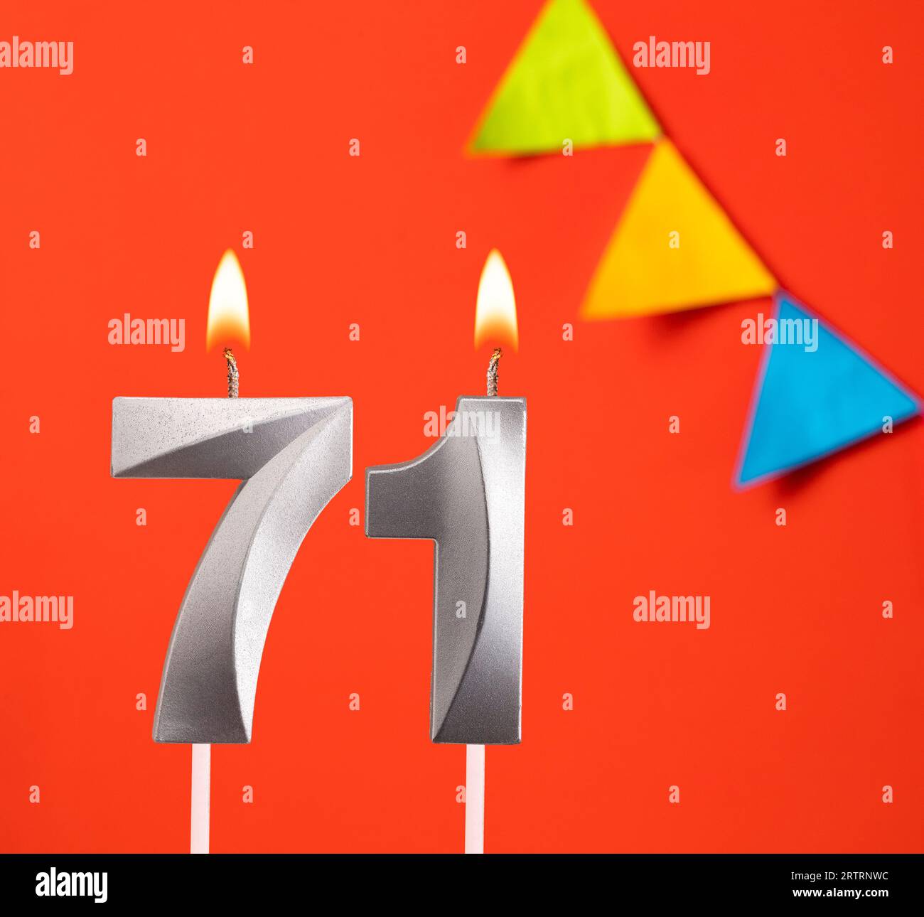 Birthday candle number 71 - Invitation card in orange background Stock ...