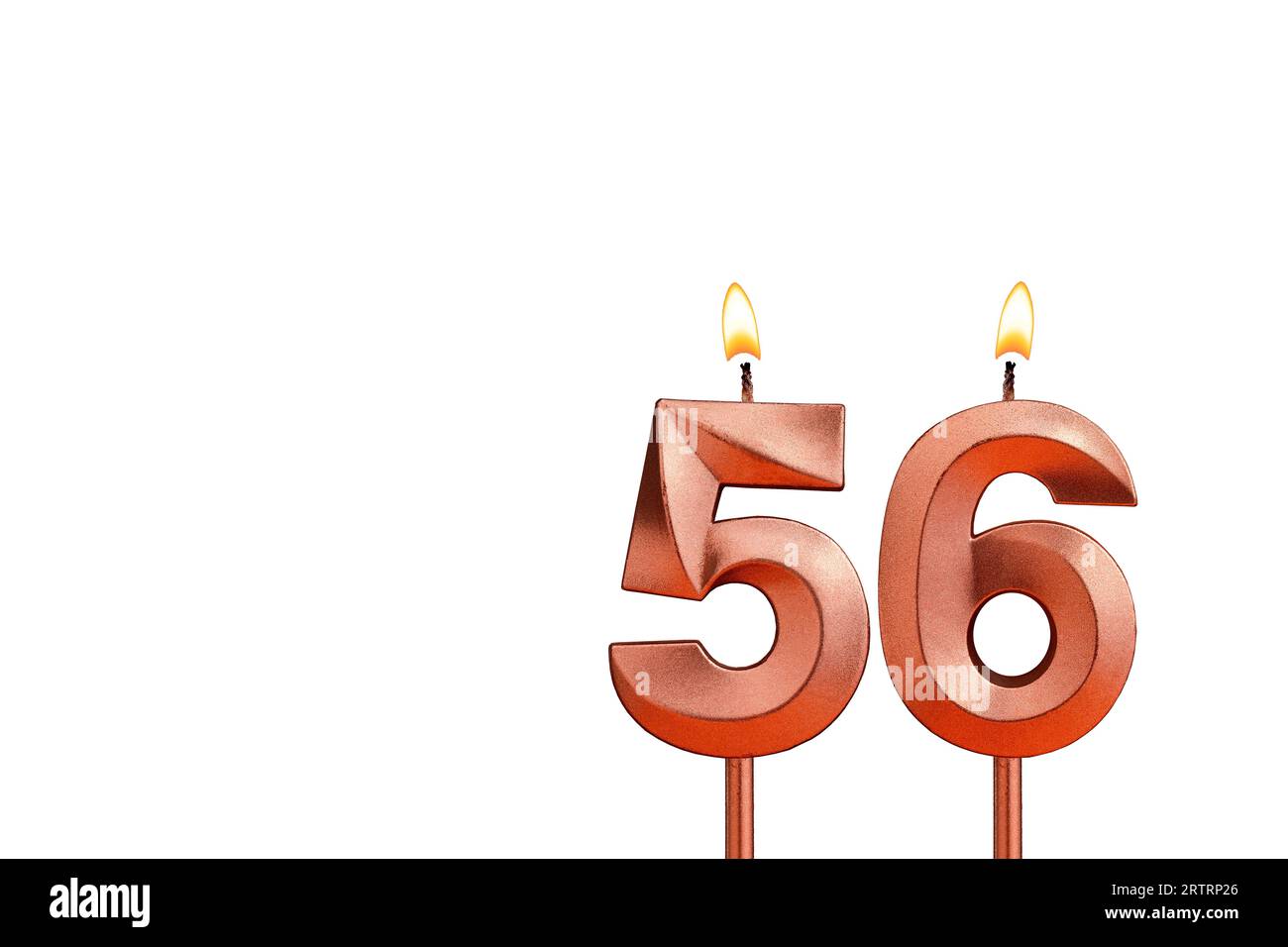 Burning candle number 56 for birthday on white background Stock Photo ...