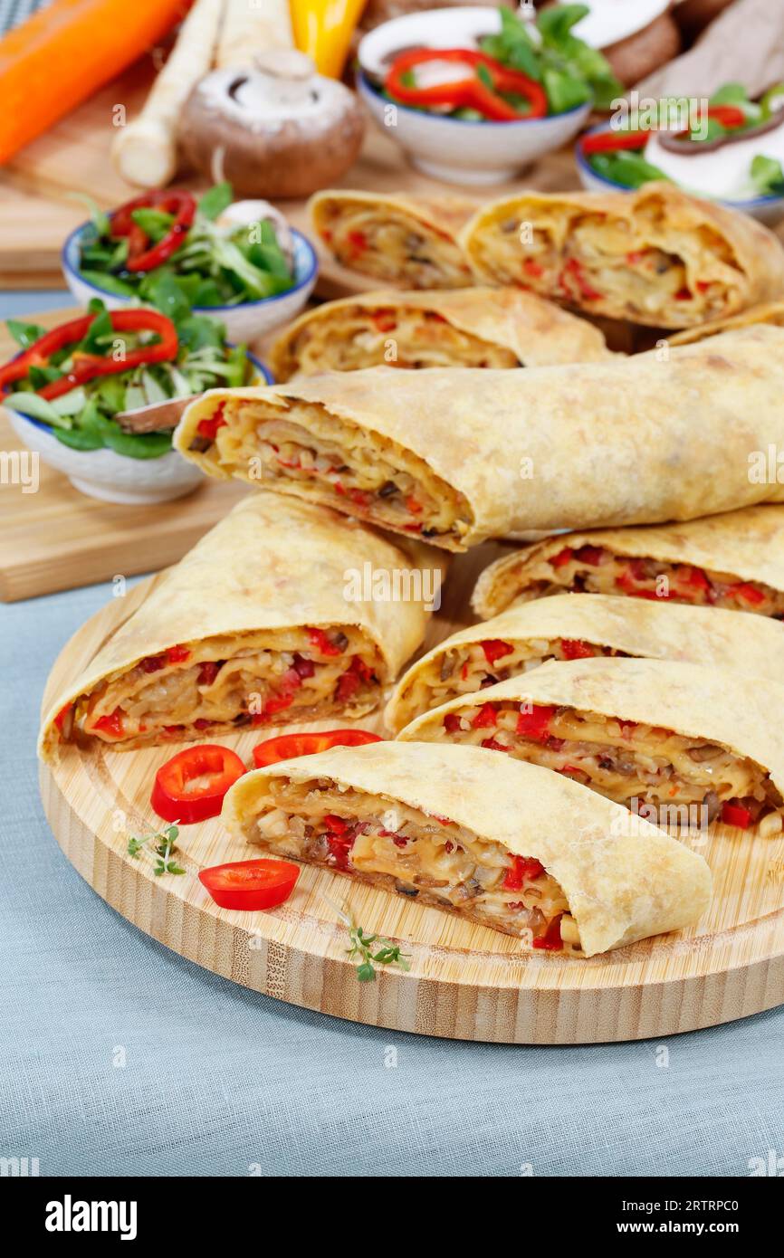 Swabian cuisine, hearty potato strudel, salty strudel with vegetable ...