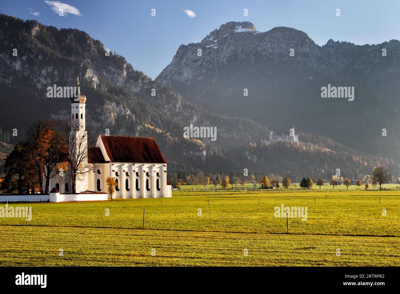 The baroque church of St. Coloman near Schwangau in Allgaeu, with ...