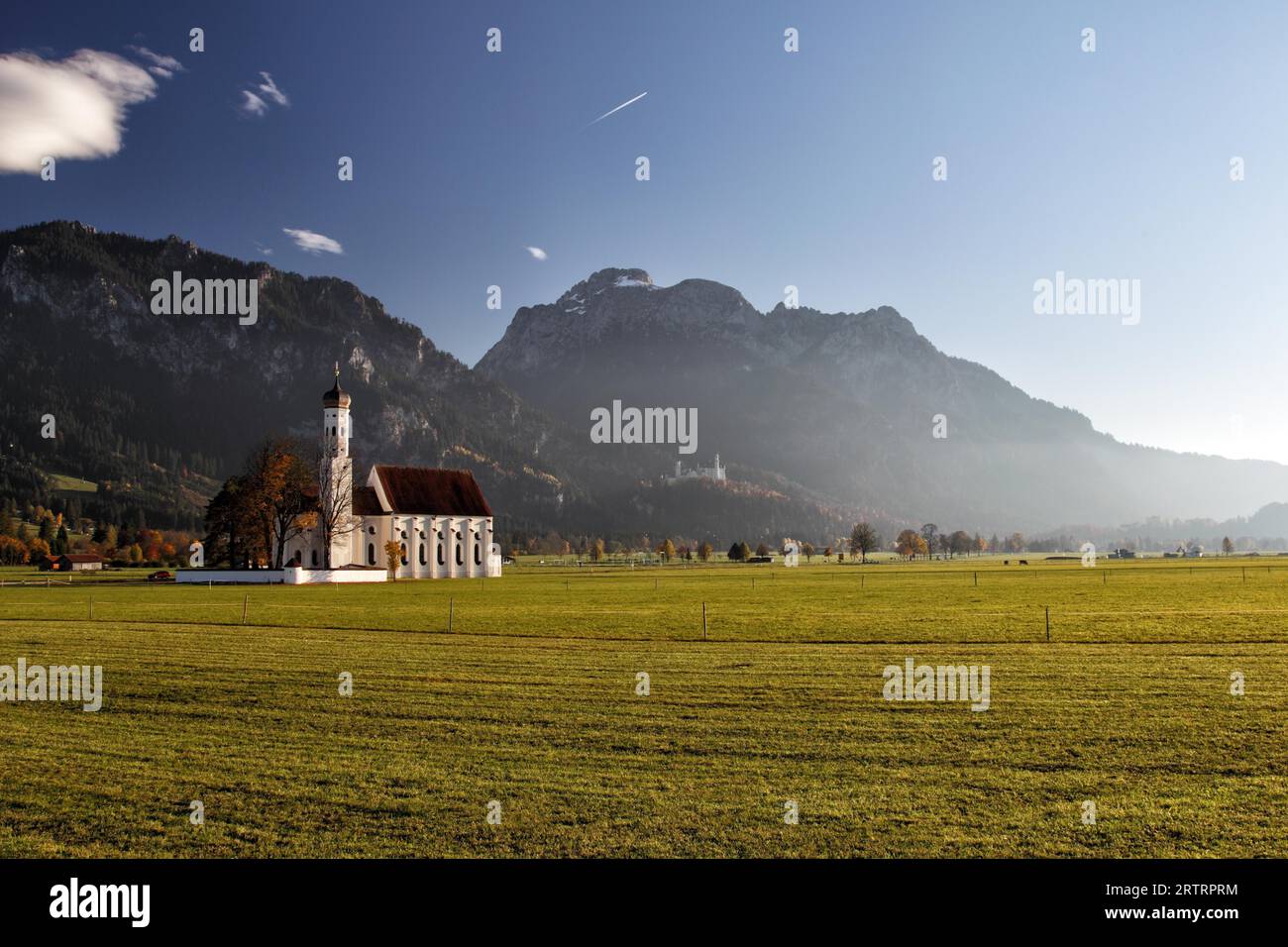 The baroque church of St. Coloman near Schwangau in Allgaeu, with ...
