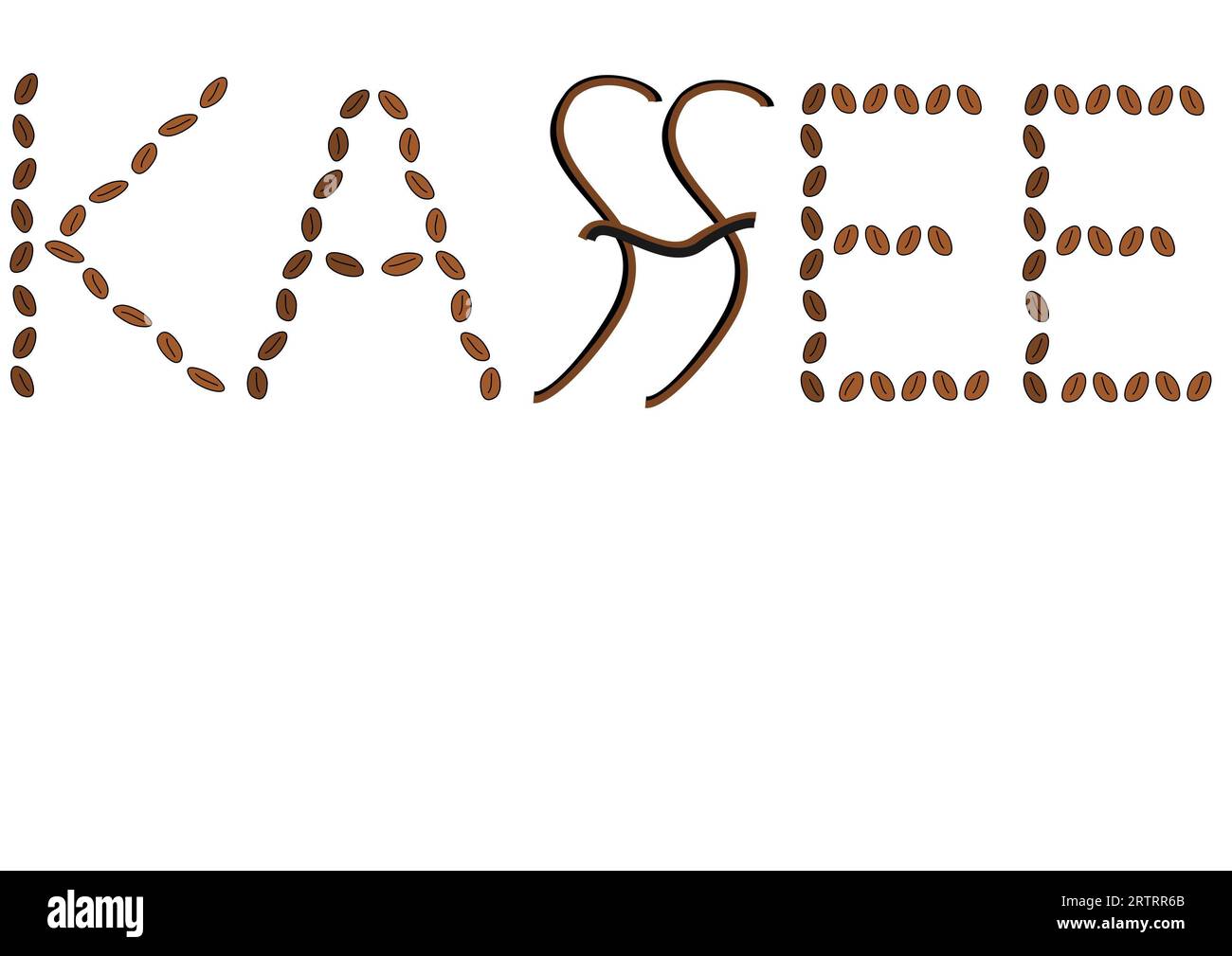 Coffee, letters in coffee bean shape, white background, illustration ...