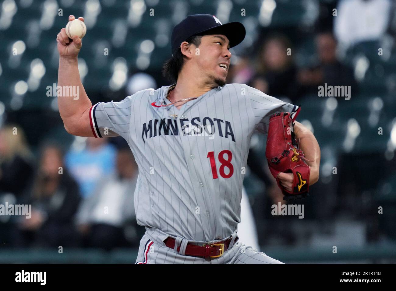 Minnesota Twins starting pitcher Kenta Maeda throws to a Chicago White ...