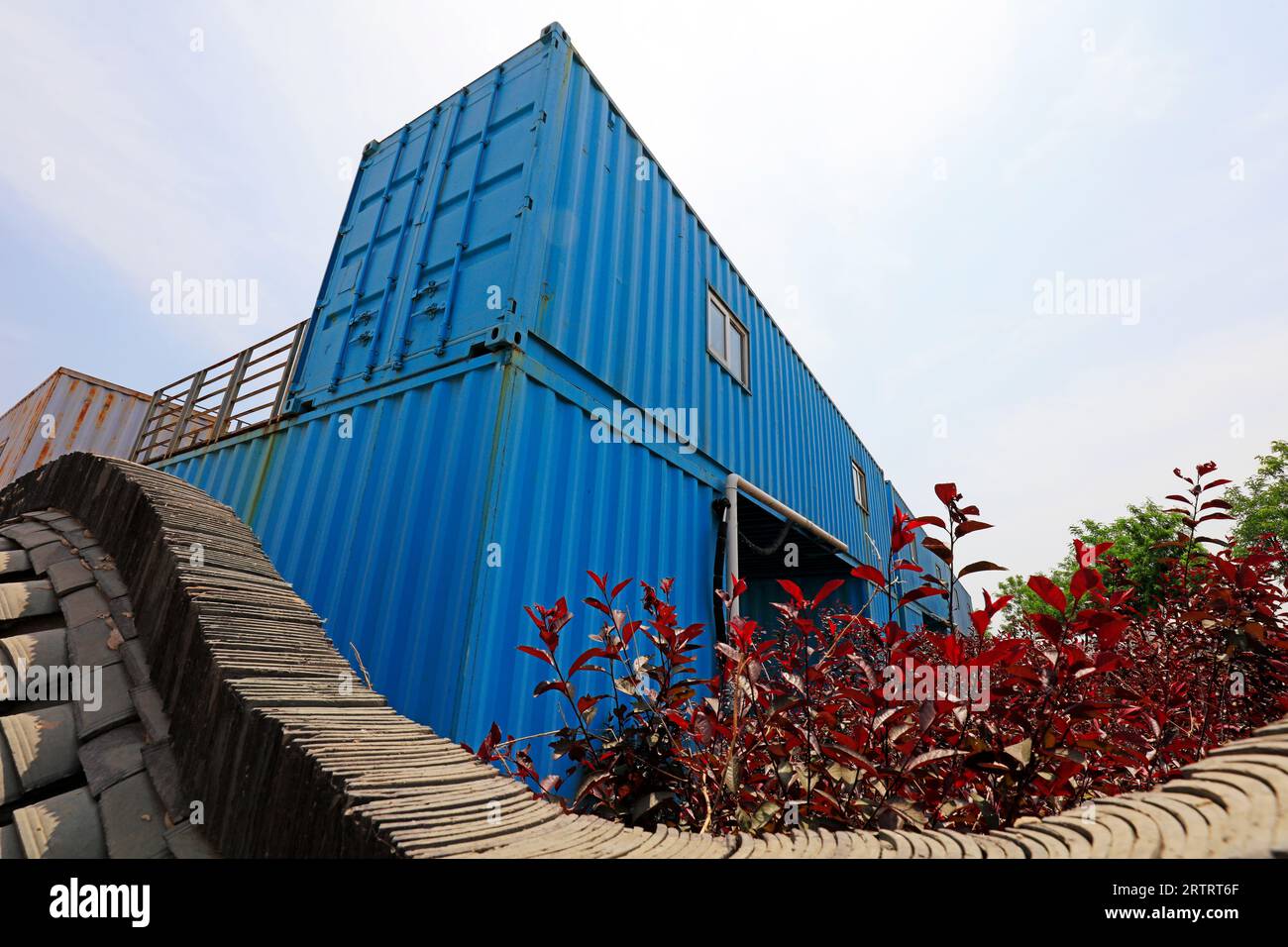 Container buildings in a park, China Stock Photo - Alamy