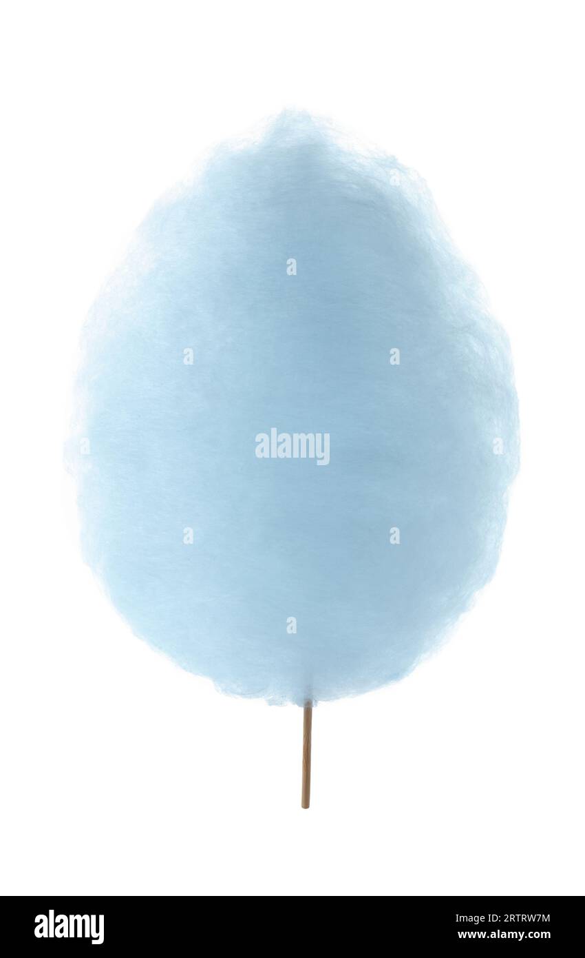 Stick with yummy cotton candy isolated on white Stock Photo - Alamy