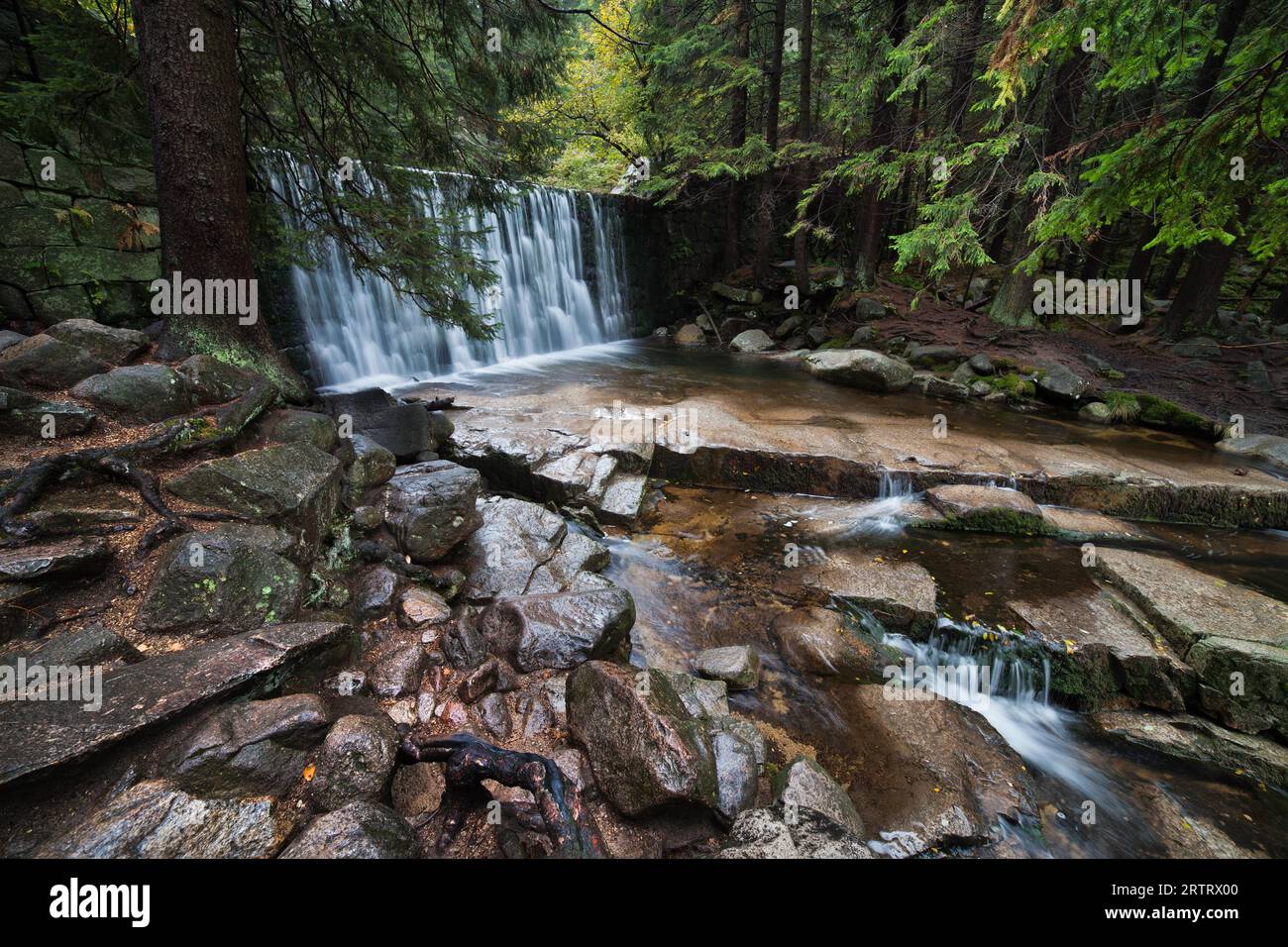Wild Waterfall in beautiful scenery of Karkonosze Mountains in Karpacz ...