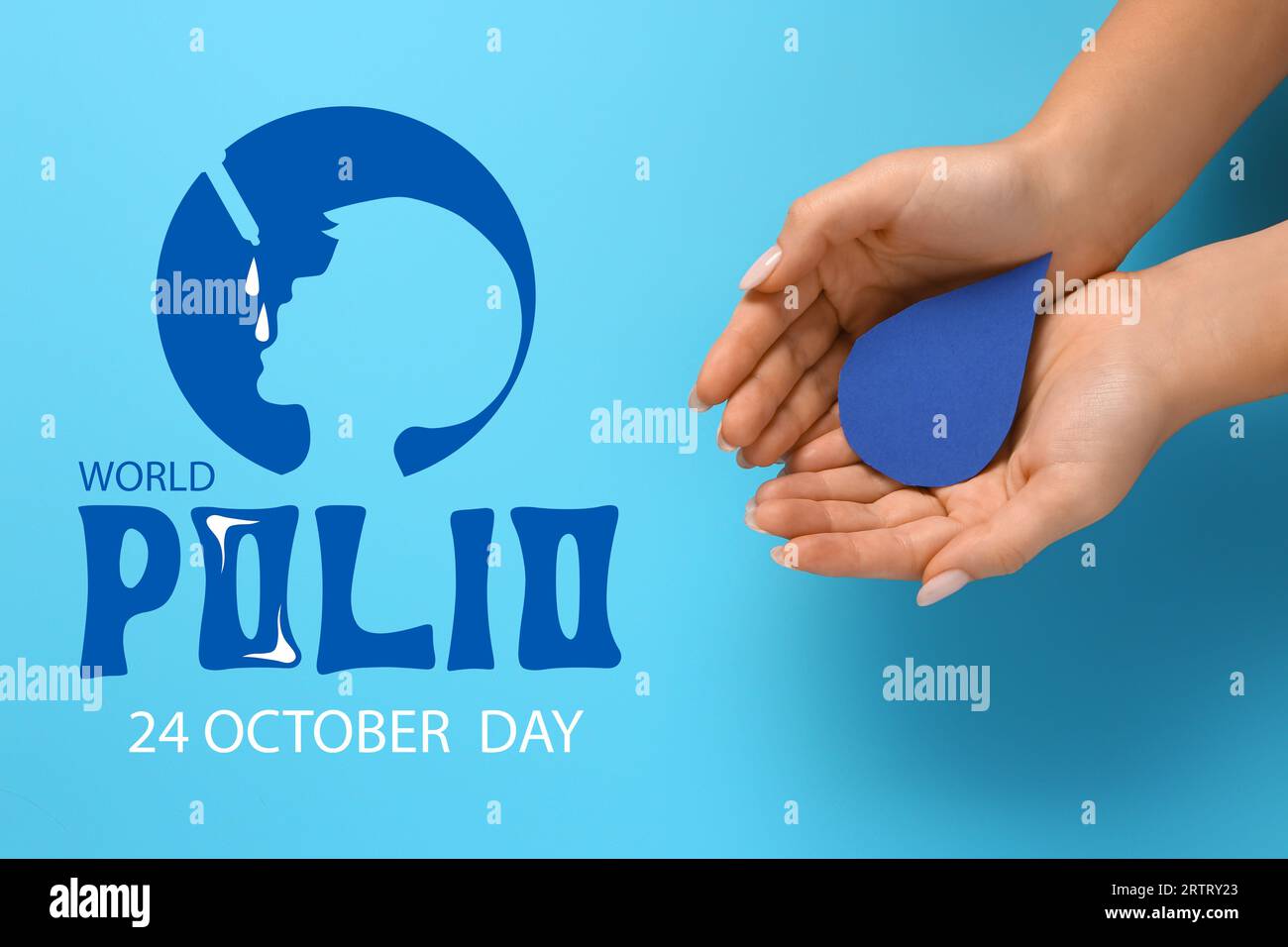 Banner for World Polio Day with female hands holding paper drop Stock ...