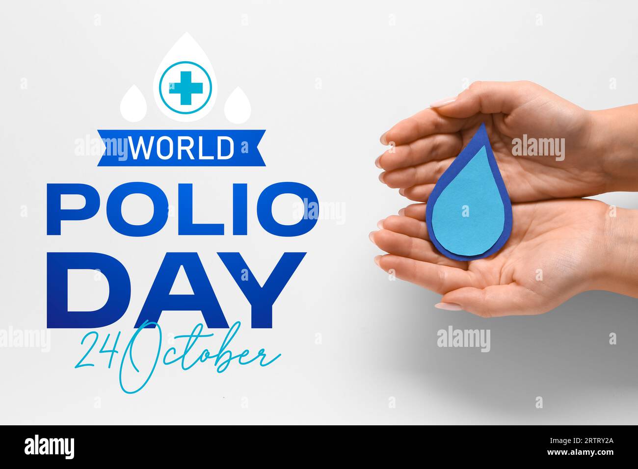 Banner for World Polio Day with female hands holding paper drop Stock ...