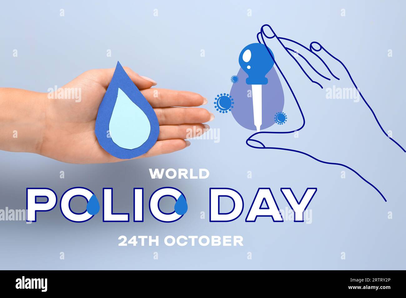 Banner for World Polio Day with female hand holding paper drop Stock ...