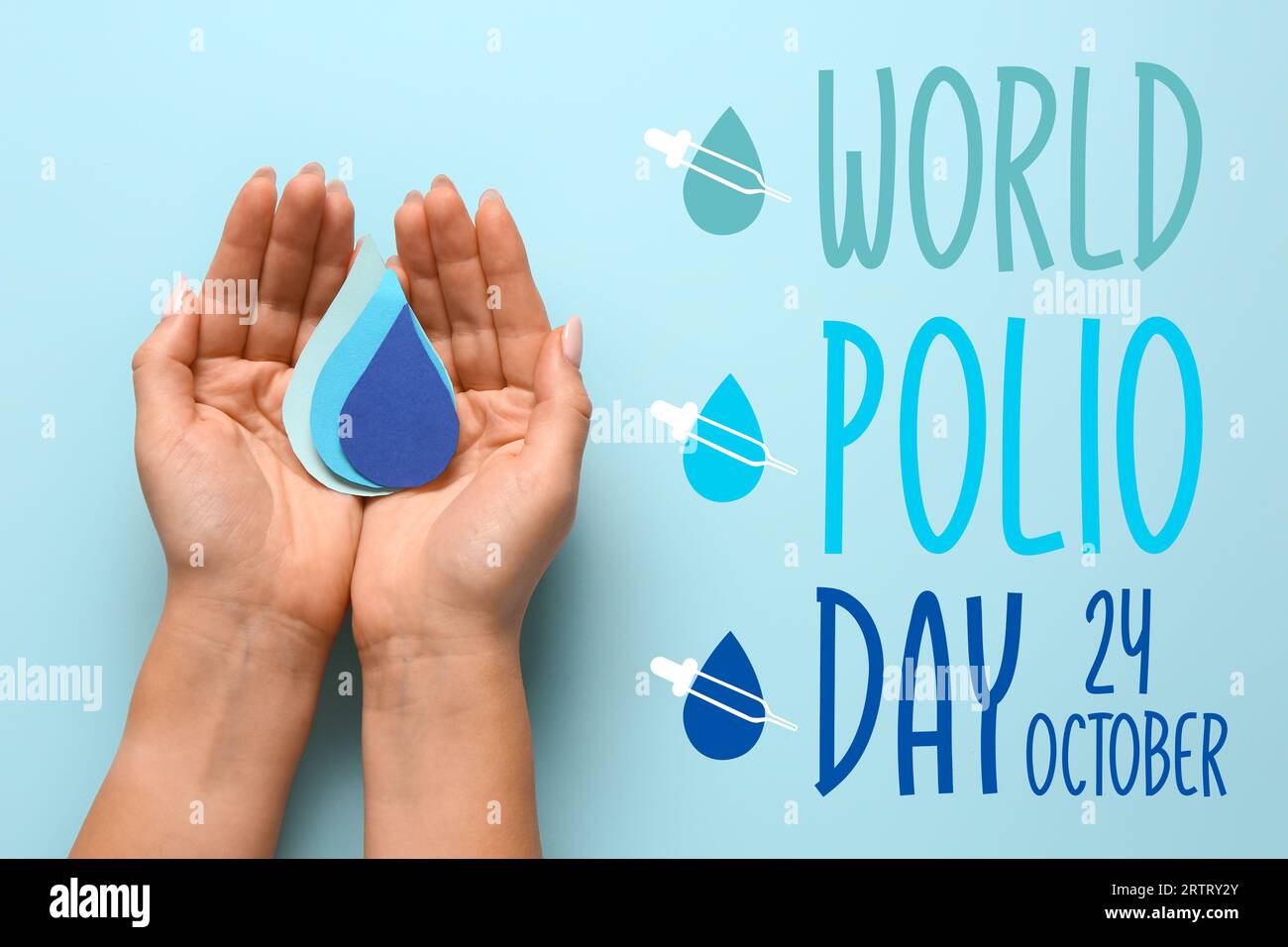 Banner for World Polio Day with female hands holding paper drops Stock ...