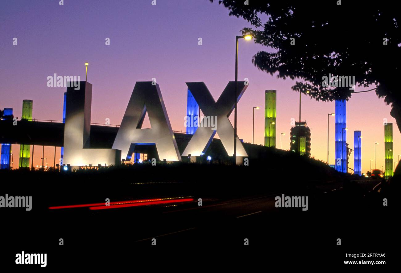 Sign at entrance to LAX, Los Angeles International Airport, CA, USA ...