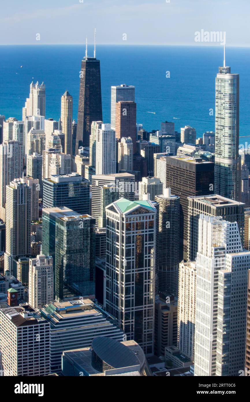 The famous Chicago skyline late in the afternoon from Willis Tower ...