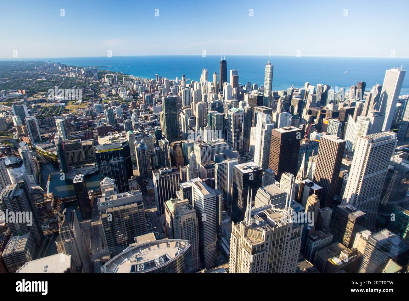 The famous Chicago skyline late in the afternoon from Willis Tower ...