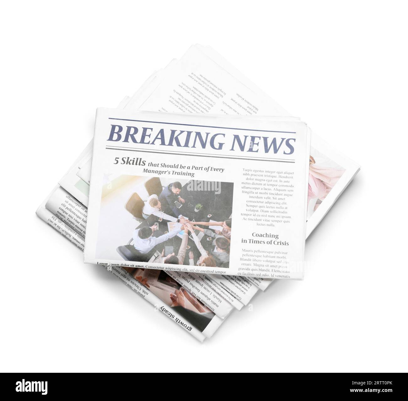 Different newspapers isolated on white background Stock Photo - Alamy