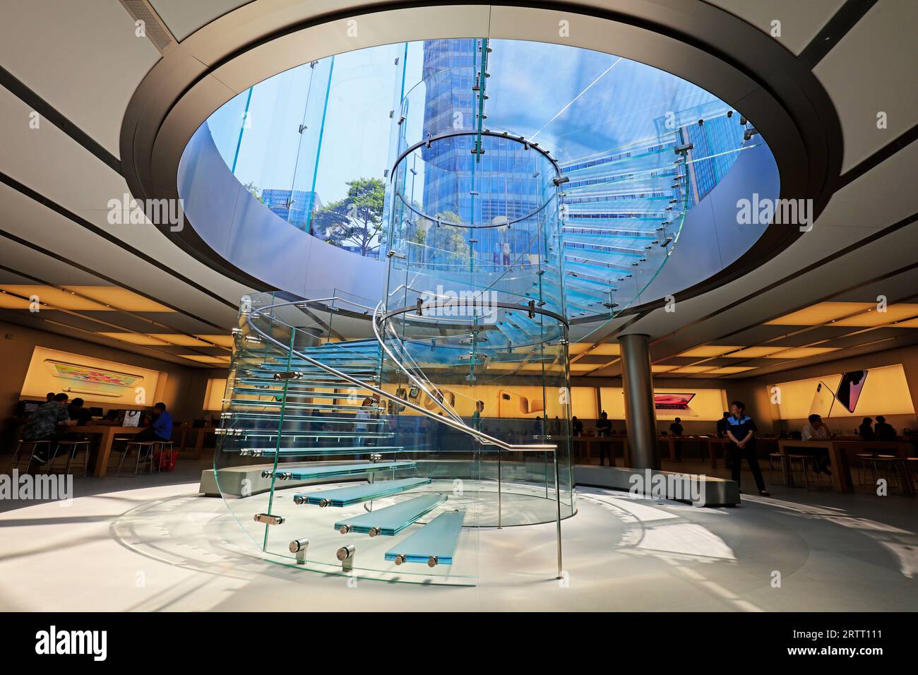 Shanghai, China - June 1, 2018: Glass spiral staircase of Shanghai ...