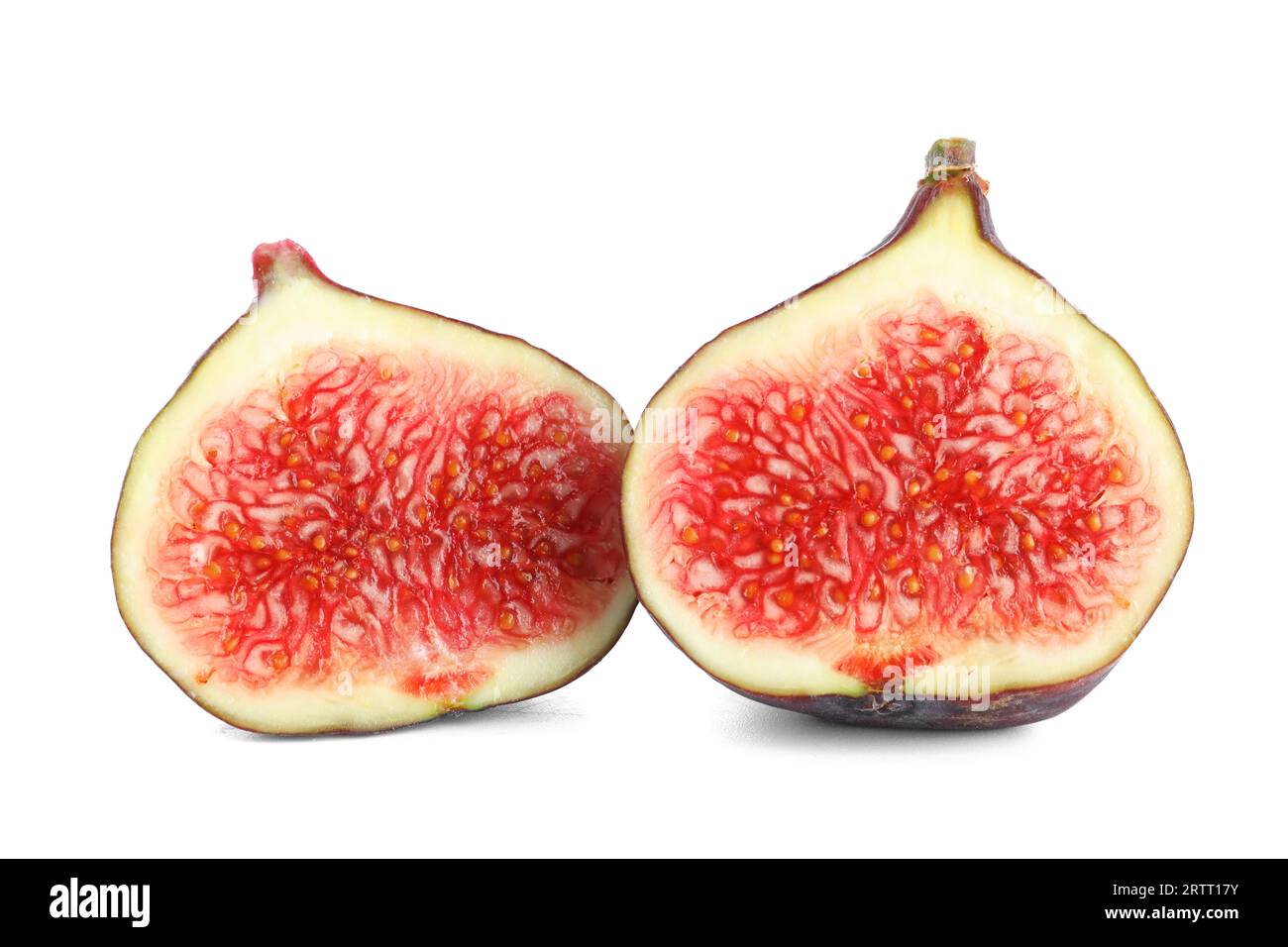 Fresh juicy cut fig isolated on white background Stock Photo - Alamy