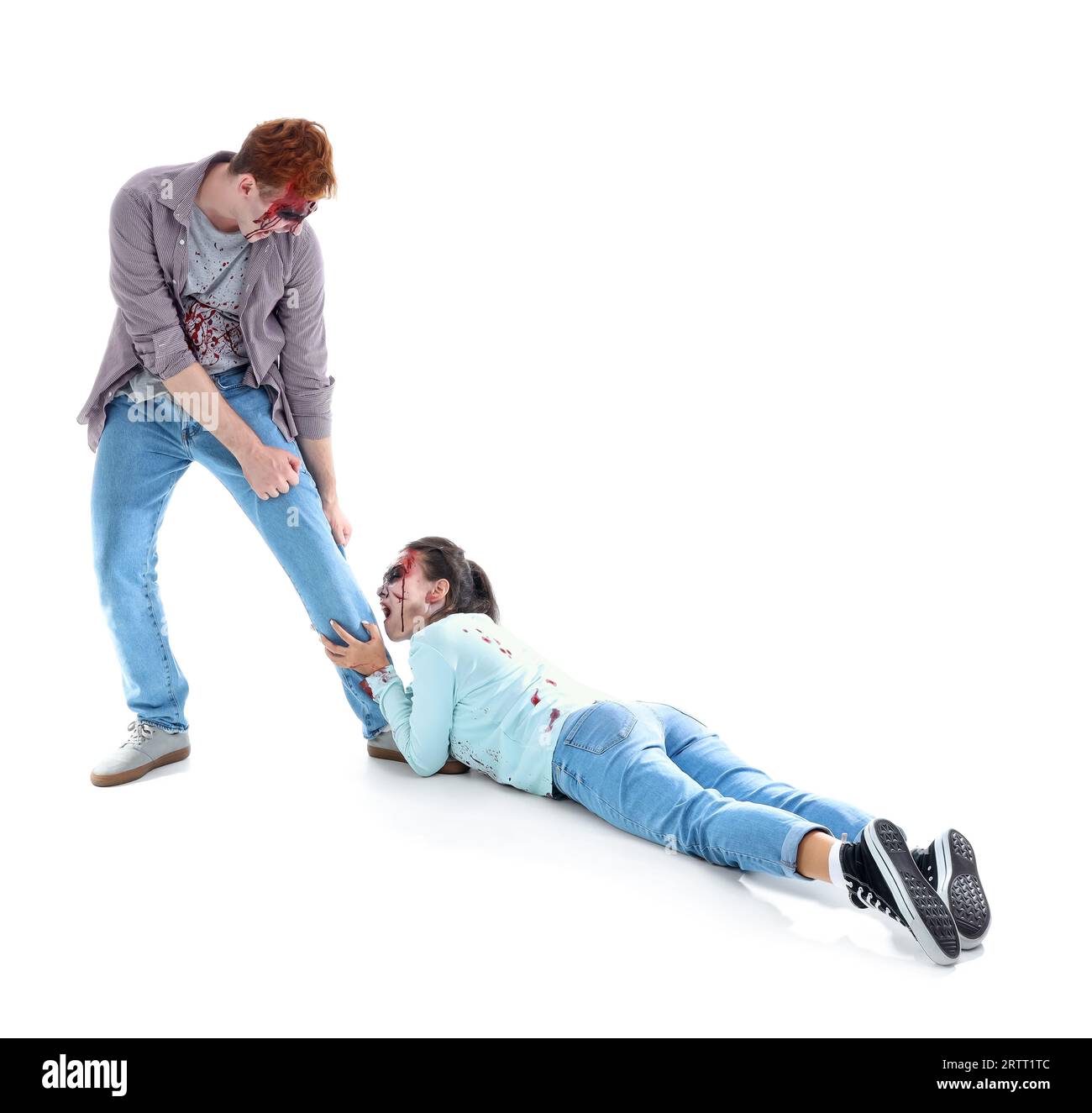 Scary zombies on white background Stock Photo - Alamy