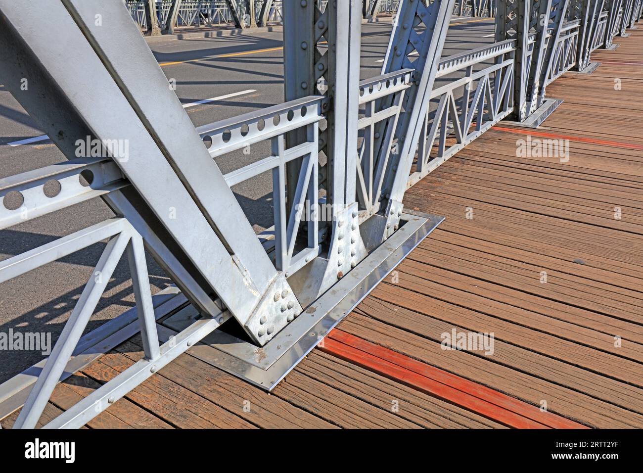 Steel beam structure of bridge crossing, Shanghai, China Stock Photo ...