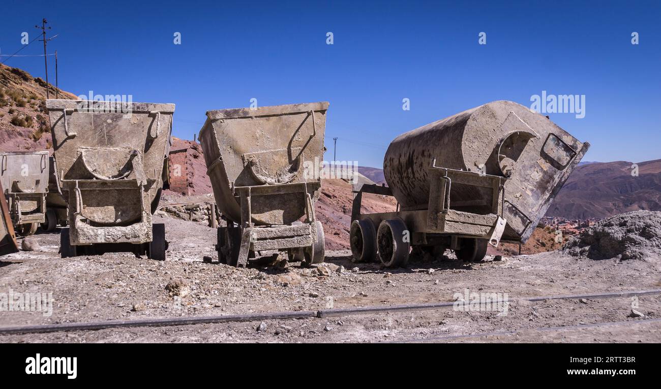 Mine carts at Cerro Rico mines in Potosi, Bolivia Stock Photo - Alamy