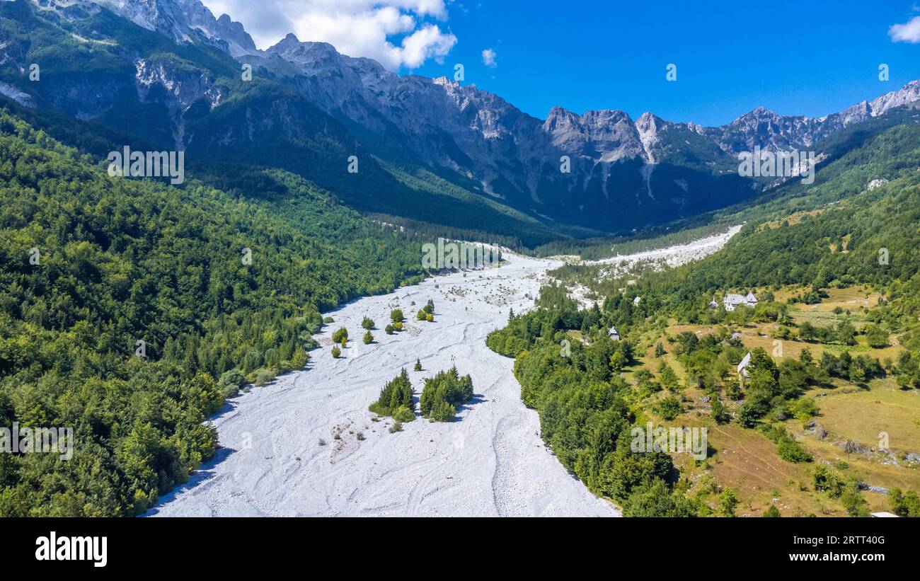 Aerial view valbona valley dry hi-res stock photography and images - Alamy