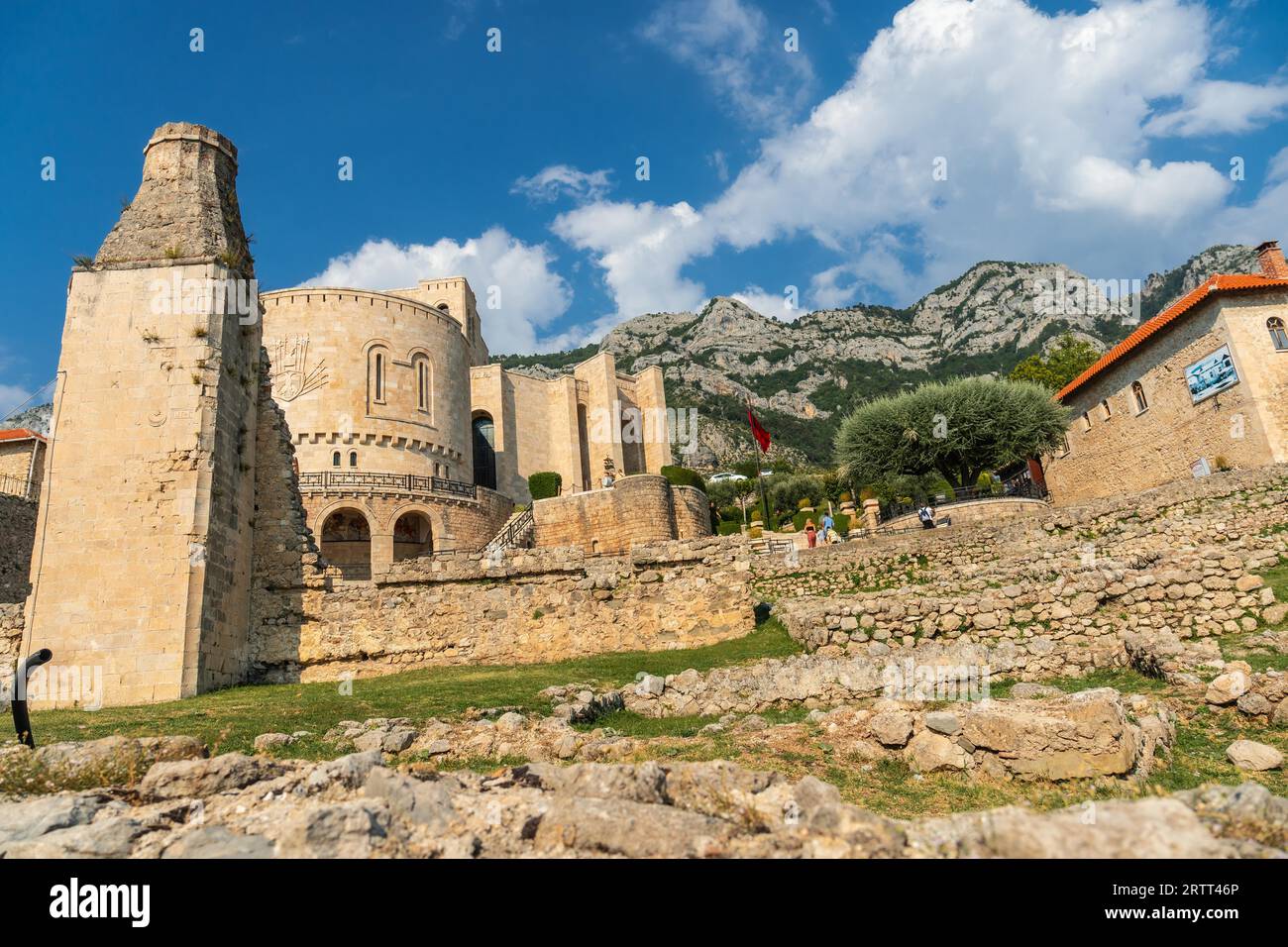 Interior of Kruje Castle and its fortress with walls. Albania Stock ...
