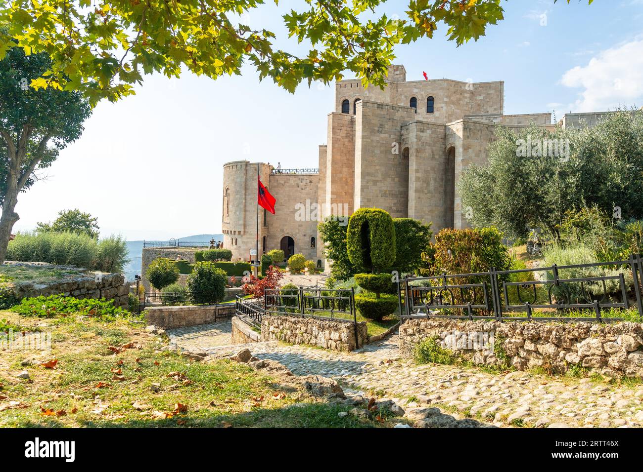 Trail to visit Kruje Castle and its fortress with walls. Albania Stock ...