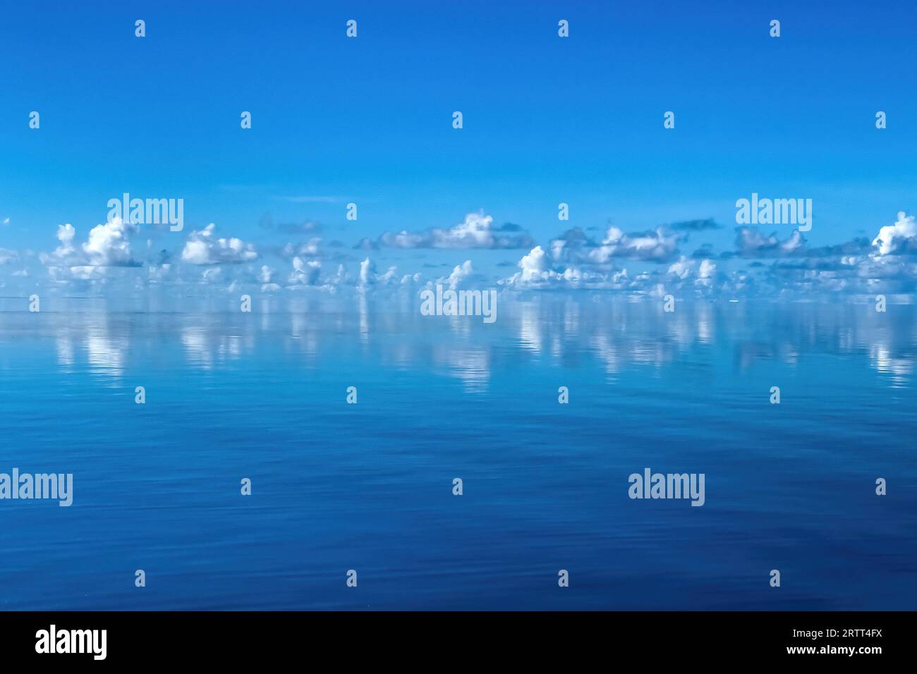 Clouds Altocumulus above Blue sky reflected on horizon over in Pacific ...