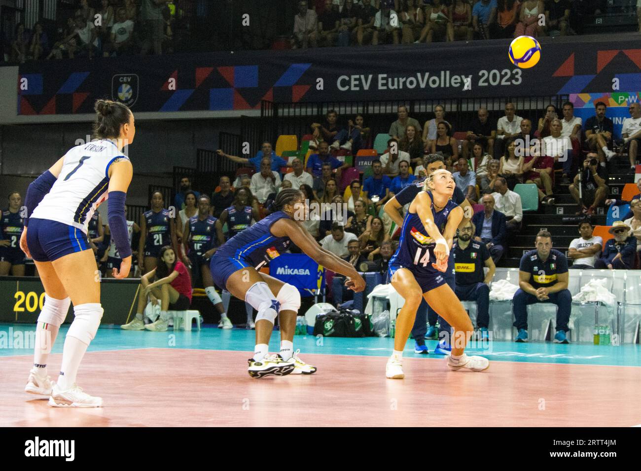 Elena PIETRINI Italy and Miriam SYLLA Italy fend off a ball Stock Photo ...
