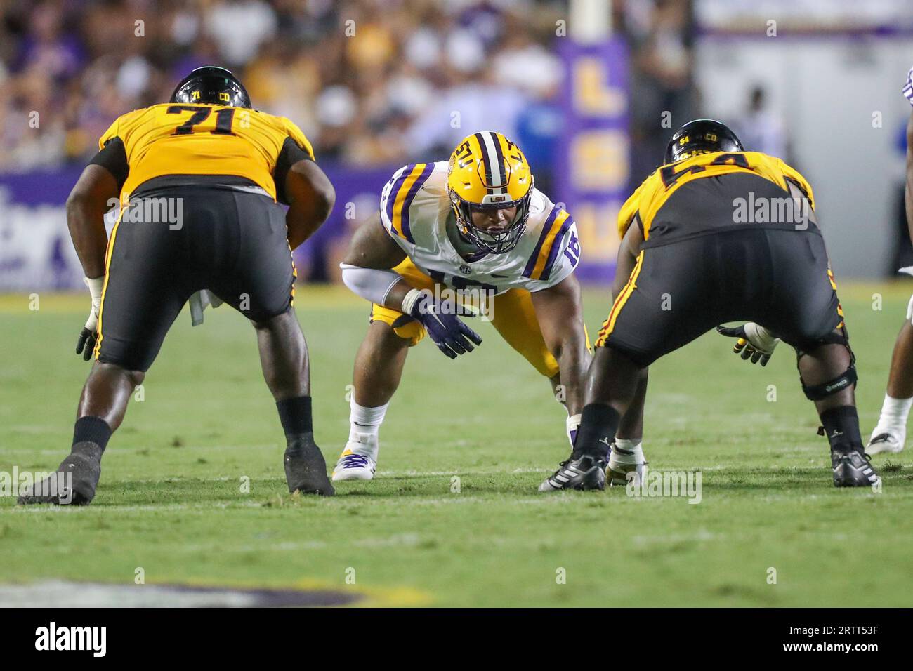 September 09, 2023: LSU defensive lineman Mekhi Wingo (18) lines up ...