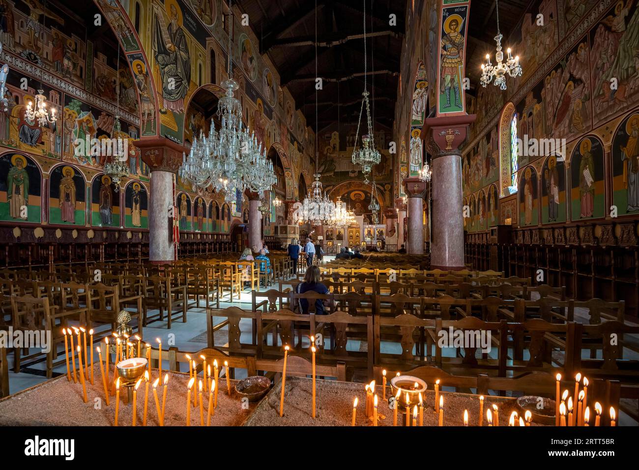 Interior with frescoes, Ekklisia Evangelismou Church, Rhodes Town ...