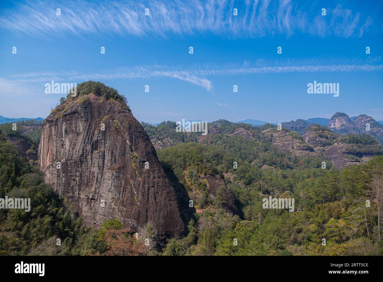 A landscape picture of the mountains and hills of Wuyishan in Fujian ...