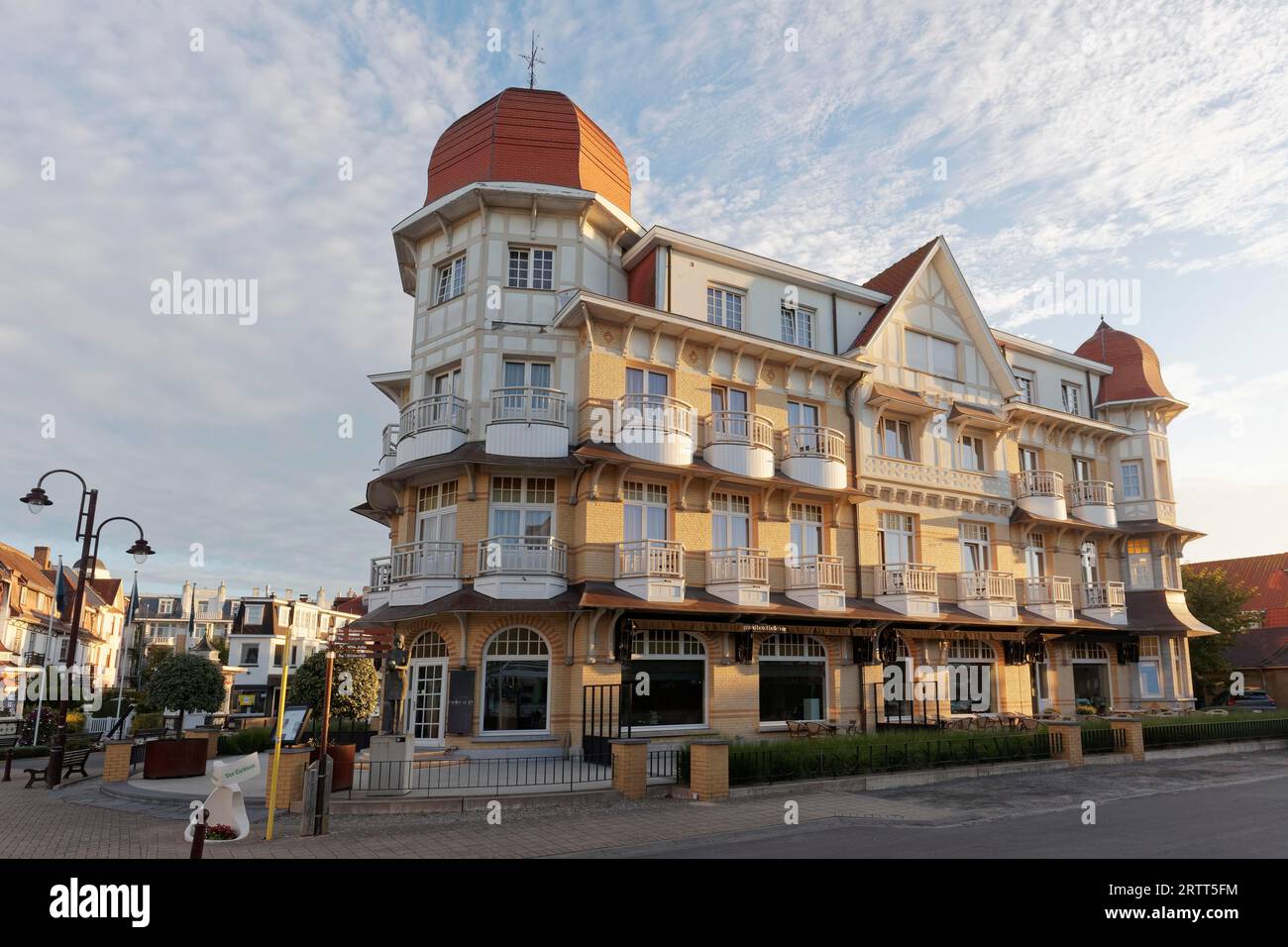 Grand Hotel Belle vue, Anglo-Norman style building, morning light ...