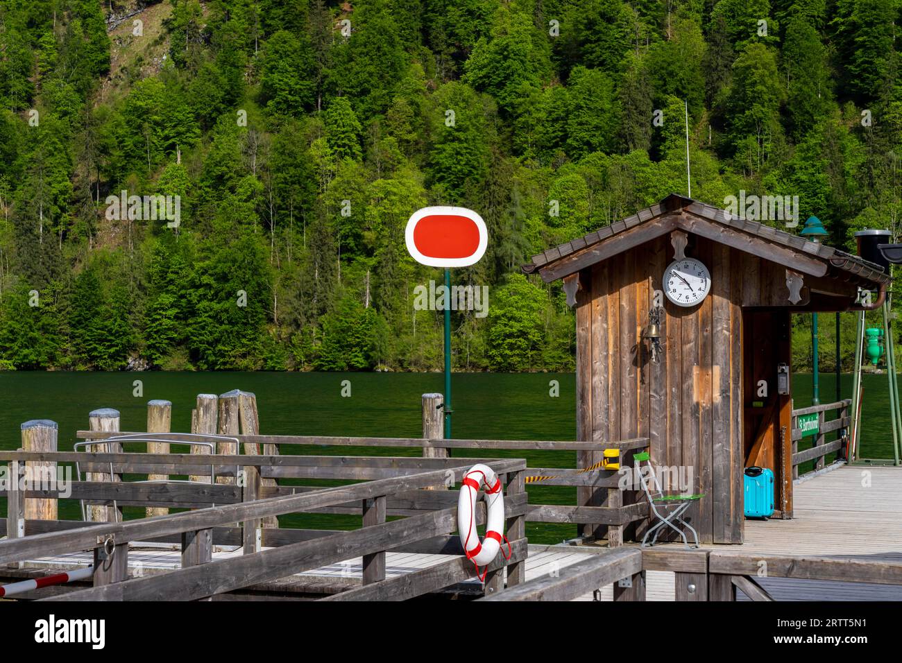 Boat jetty in Salet, Koenigssee, Berchtesgadener Land, Bavaria, Germany ...