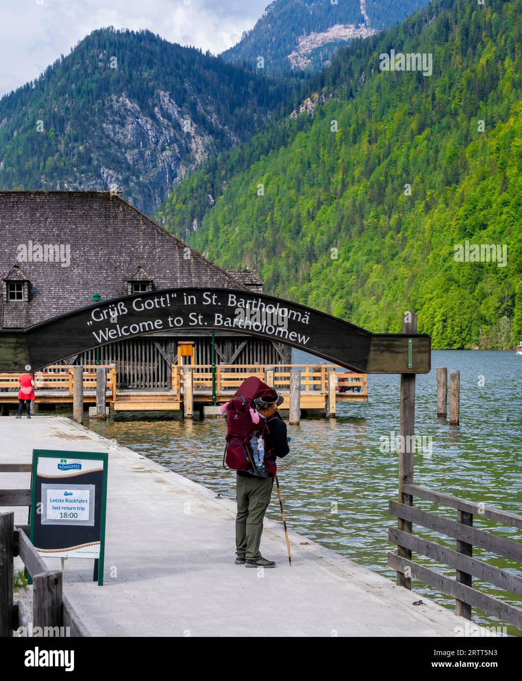 Boat jetty in Salet, Koenigssee, Berchtesgadener Land, Bavaria, Germany ...
