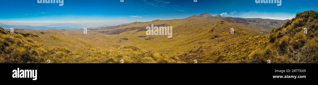Panoramic photo of lonely fields in wilderness near Mt. Giluwe in Papua ...