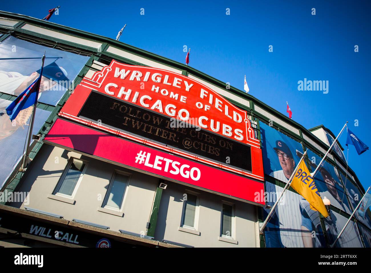 Chicago, USA, August 12, 2015: The famous signage on a warm summer's ...