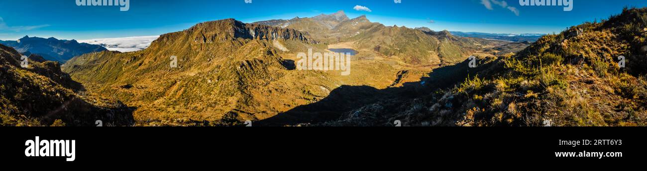 Panoramic photo of mountainous landscape in morning in Trikora, Papua ...
