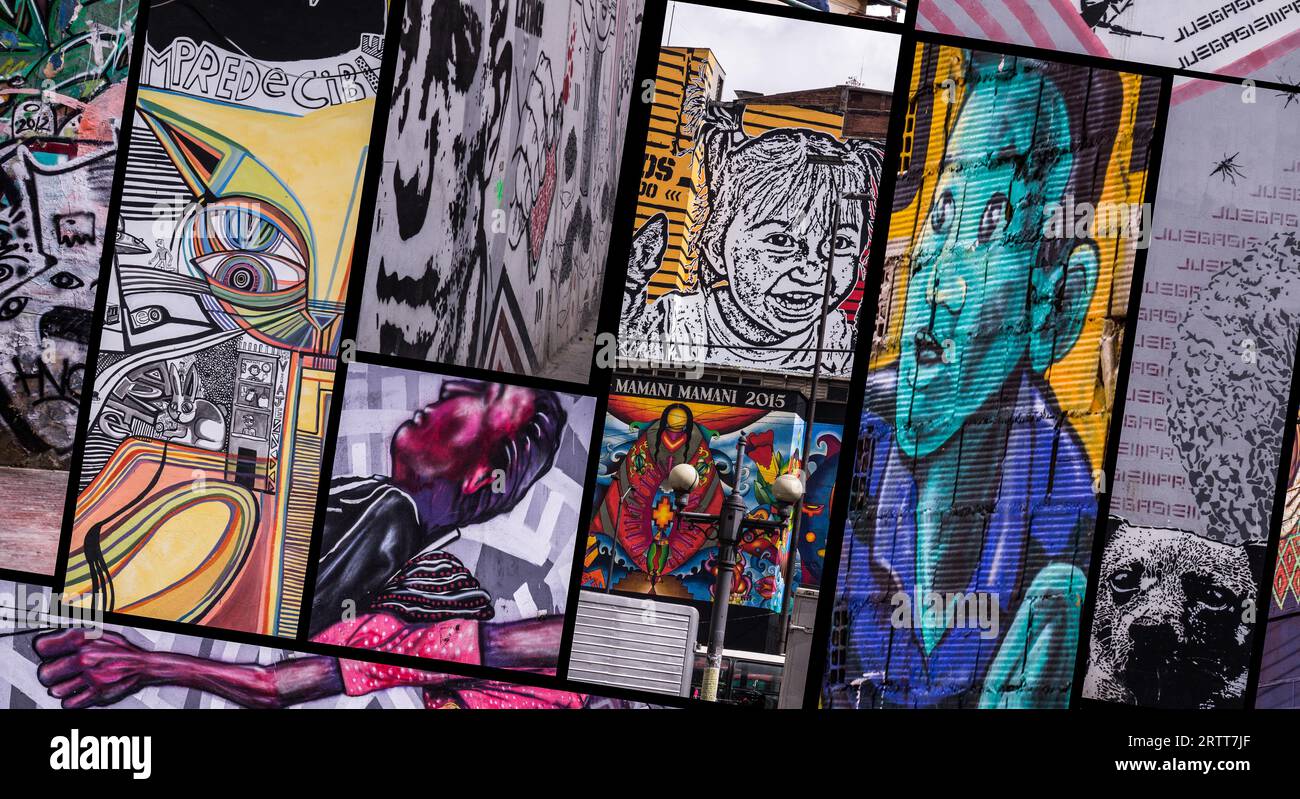 Bogota, Colombia on December 15, 2015: Collage of Street Art by various ...